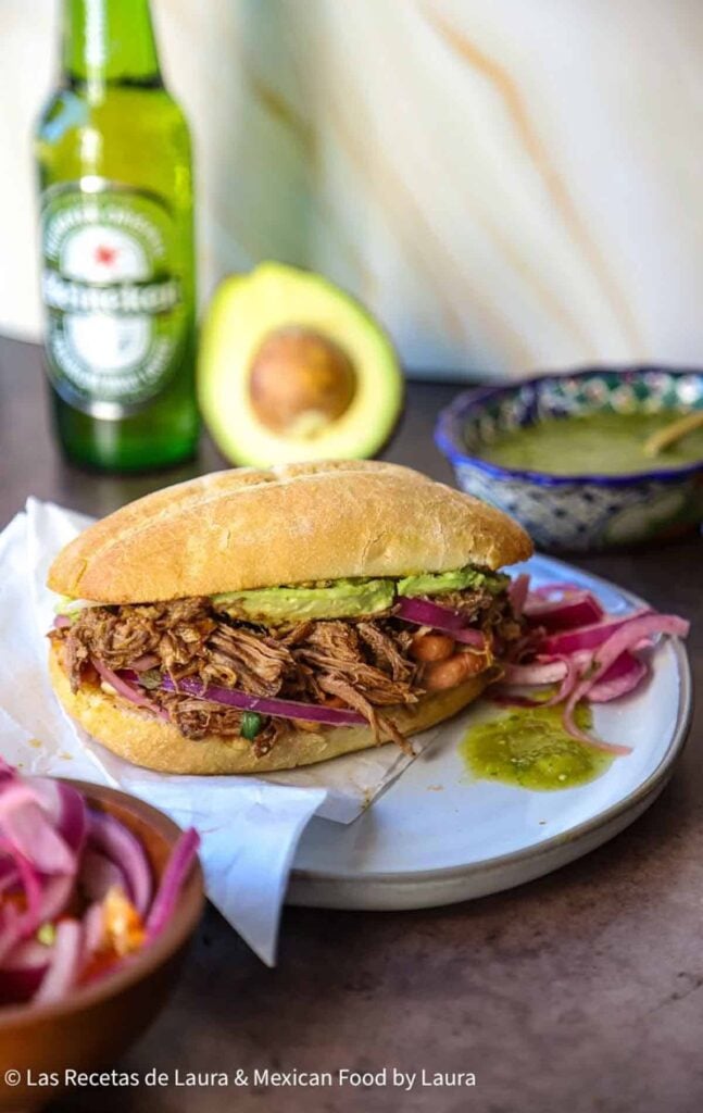 Barbacoa Sandwich │ Mexican Shredded Beef Torta Recipe