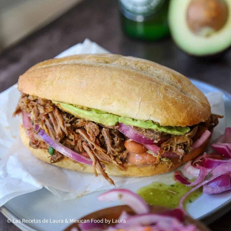 Barbacoa Sandwich │ Mexican Shredded Beef Torta Recipe